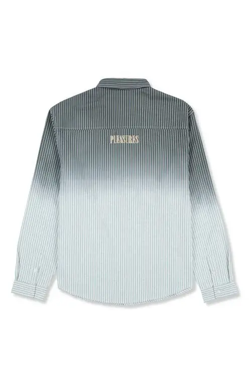 PLEASURES Fade Stripe Button-up Shirt - Green Multi