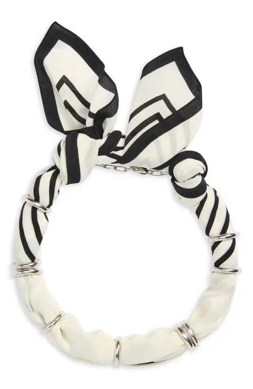 TOTEME Silk Scarf Collar - Ecru/black/silver