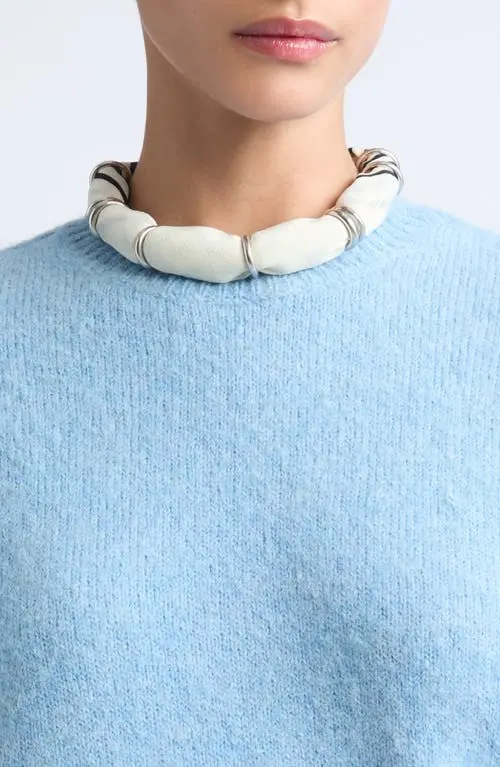 TOTEME Silk Scarf Collar - Ecru/black/silver