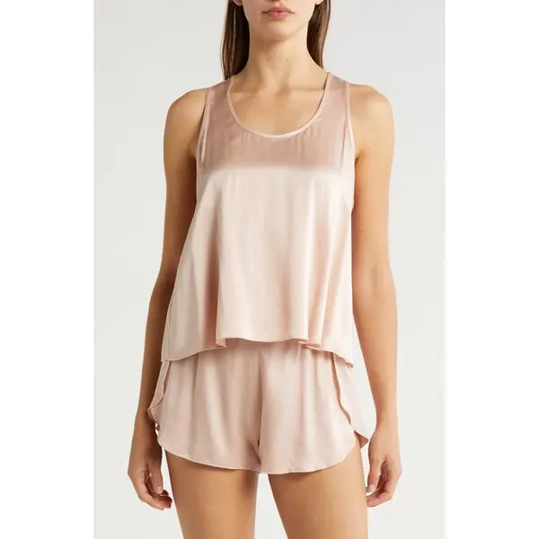 Lunya Racerback Washable Silk Short Pajamas - Delicate Pink