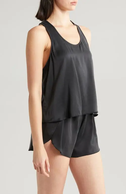 Lunya Racerback Washable Silk Short Pajamas - Immersed Black