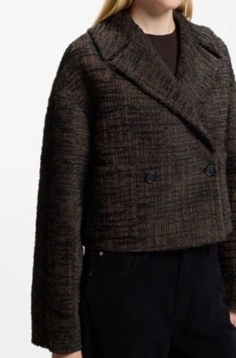 BOSS Textured Tweed Blazer In A Cropped Style