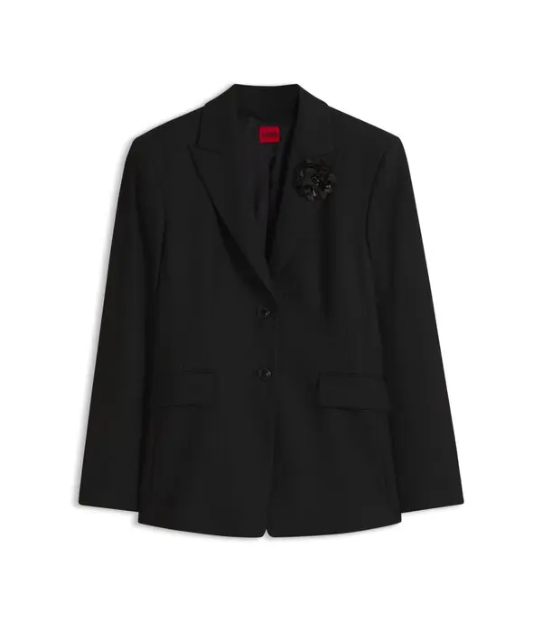 Hugo Regular-fit Pinstripe Blazer With Sequin Brooch