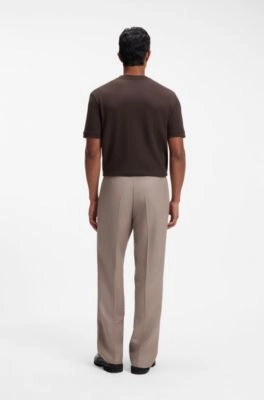 BOSS Cotton T-shirt With Geometric Texture - Dark Brown