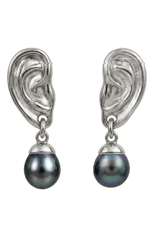 AWE INSPIRED Anatomy Of Desire Drop Earrings - Metallic Silver