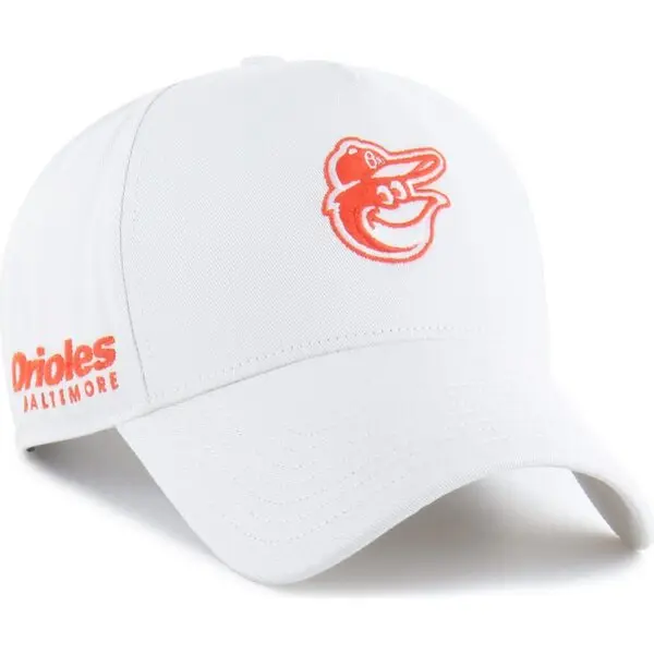 '47 White Baltimore Orioles Foundational Pinch Offside Adjustable Hat