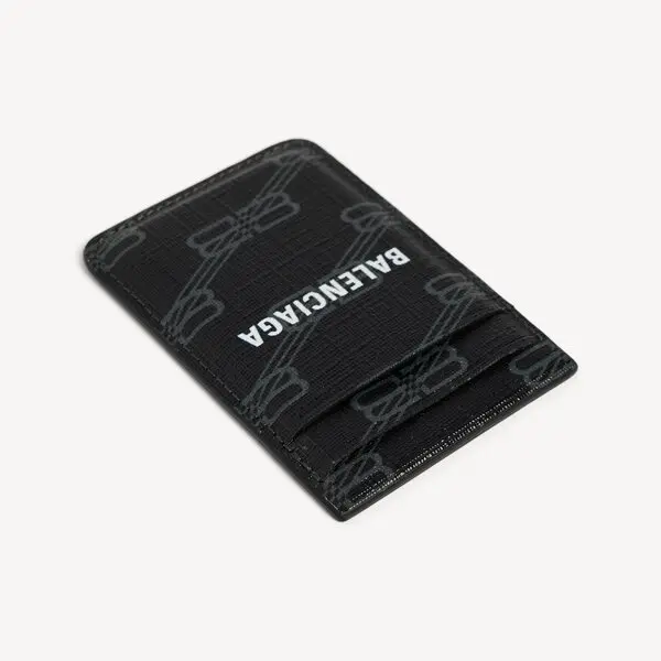 Balenciaga Signature Magnet Card Holder Bb Monogram Coated Canvas - Black