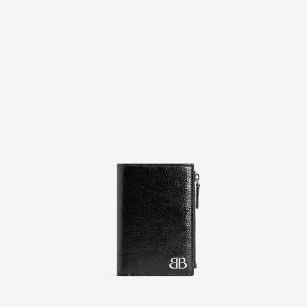 Balenciaga Monaco Vertical Folded Card Holder - Black