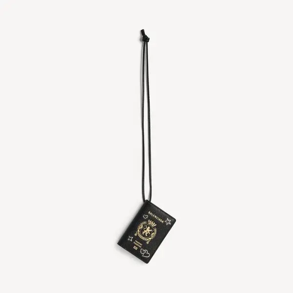 Balenciaga Passport Card Holder Keychain - Black
