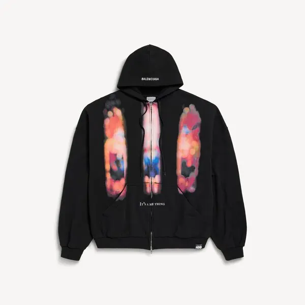 Balenciaga Stained Glass Large Zip-up Hoodie - Black