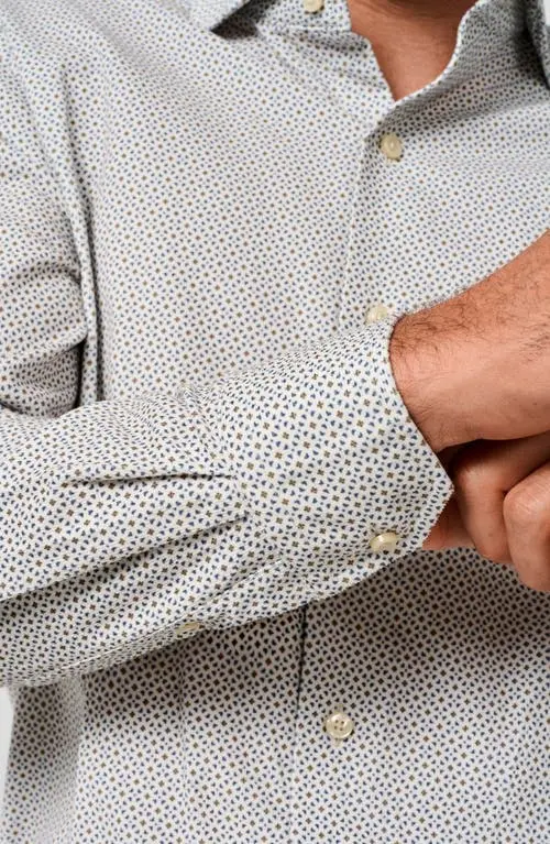 David Donahue Geometric Print Cotton Shirt