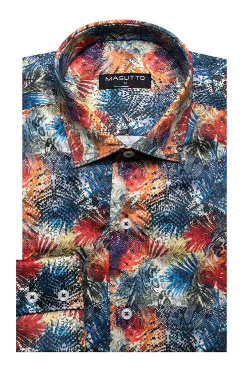 MASUTTO Garcia Print Button-up Long Sleeve Shirt