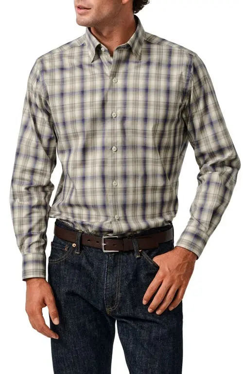 David Donahue Plaid Pima Cotton Button Up Shirt