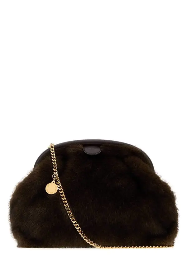Stella McCartney Falabella Soft Clutch With Chain Mink Plush Fabric - Multicolor