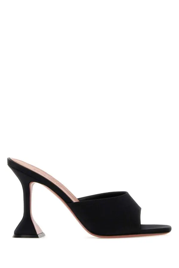 Amina Muaddi Satin Lupina Mules - Black