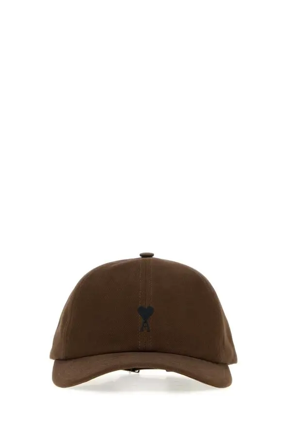 AMI Paris Chocolate Cotton Baseball Cap - Brown