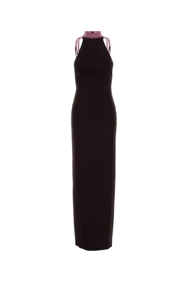 Attico Stretch Crepe Long Dress - Purple