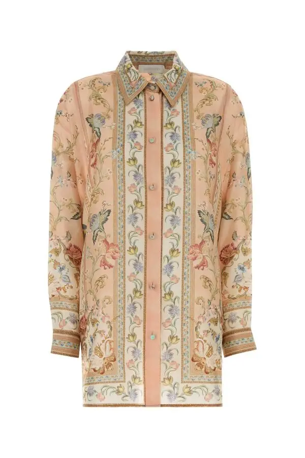 Zimmermann Printed Silk Oversize Roselight Shirt - Multicolor