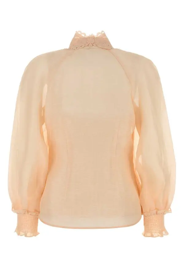 Zimmermann Salmon Linen Blend Rebellion Blouse