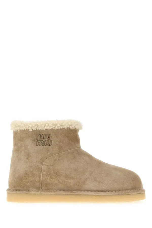 Miu Miu Cappuccino Suede Ankle Boots