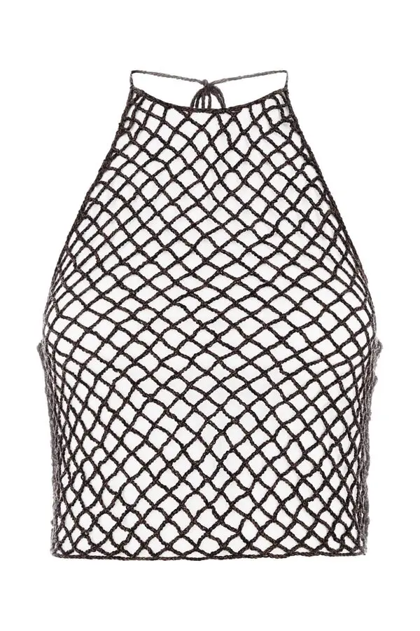 Alaïa Two-tone Crochet Top - Brown