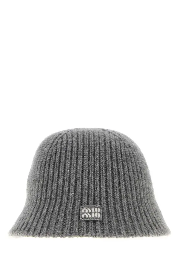 Miu Miu Grey Wool Blend Bucket Hat - Gray