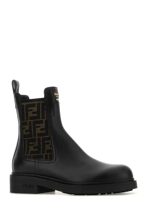 Fendi Leather Filo Ankle Boots - Black