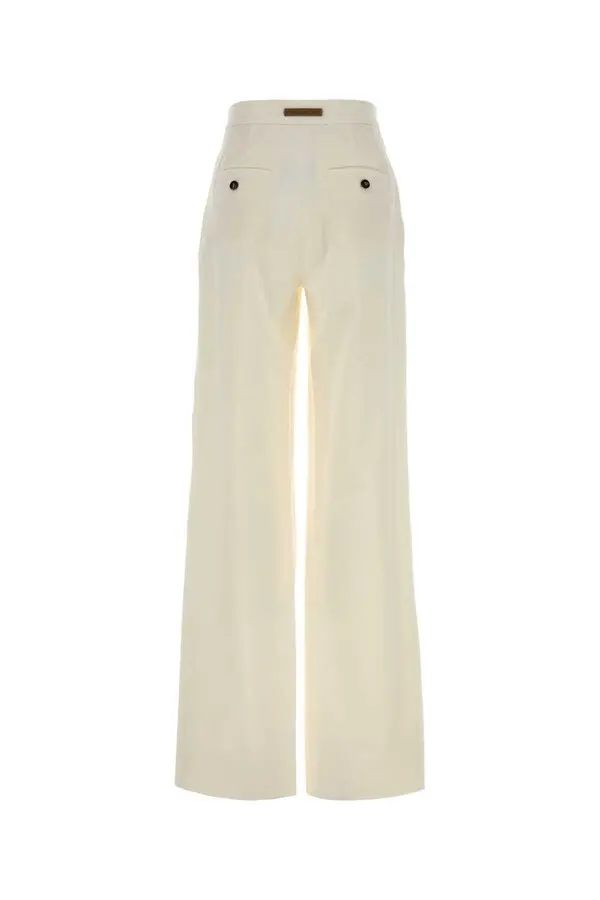 Max Mara Stretch Cotton Dentice Wide-leg Pant - White