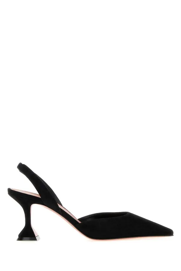 Amina Muaddi Suede Holli Sling Pumps - Black