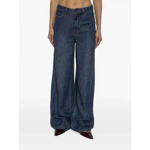 SELF-PORTRAIT Denim Wide-leg Jeans - Blue