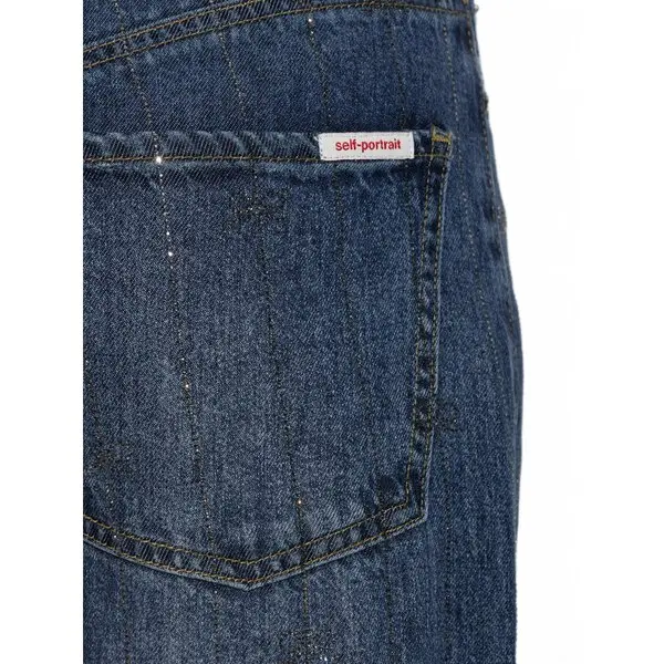 SELF-PORTRAIT Denim Wide-leg Jeans - Blue