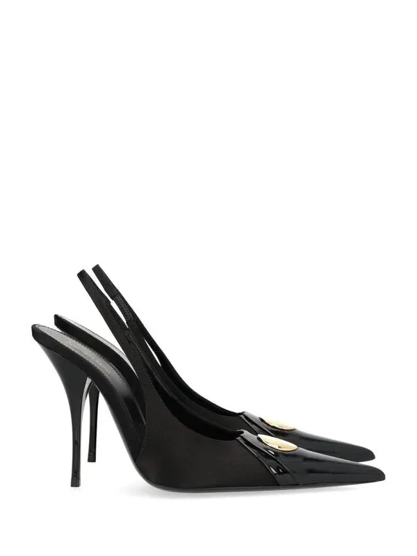 Saint Laurent Louis Décolleté In Patent Leather And Satin - Black
