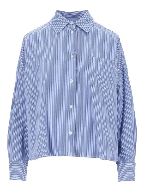 Max Mara Short Striped Cotton Shirt - Blue
