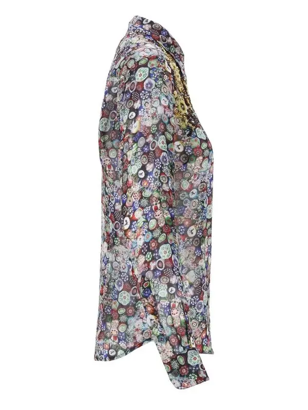 Dries Van Noten Printed Georgette Blouse With Sequin Decorations