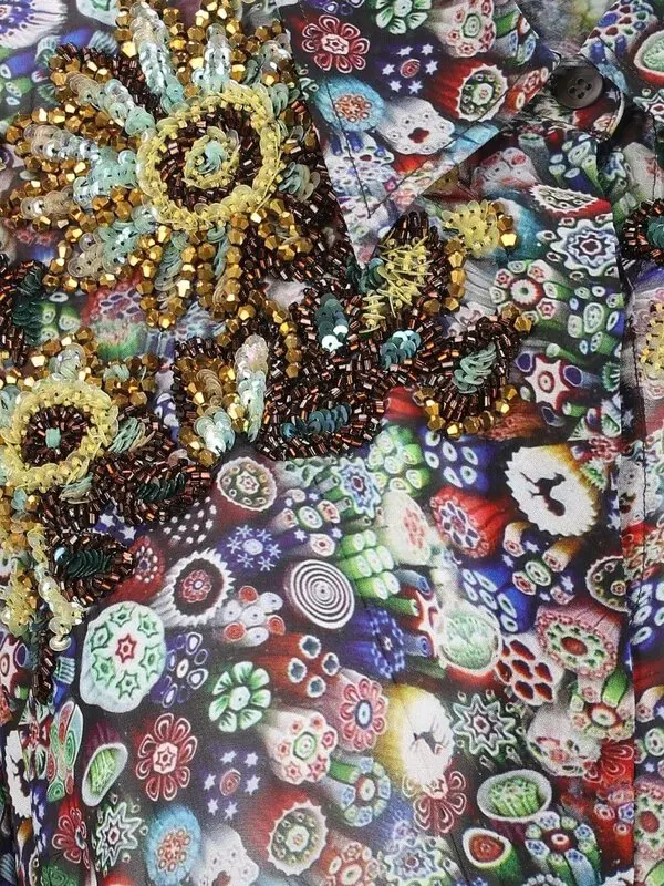 Dries Van Noten Printed Georgette Blouse With Sequin Decorations