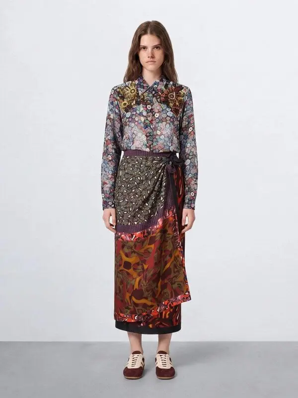 Dries Van Noten Printed Georgette Blouse With Sequin Decorations