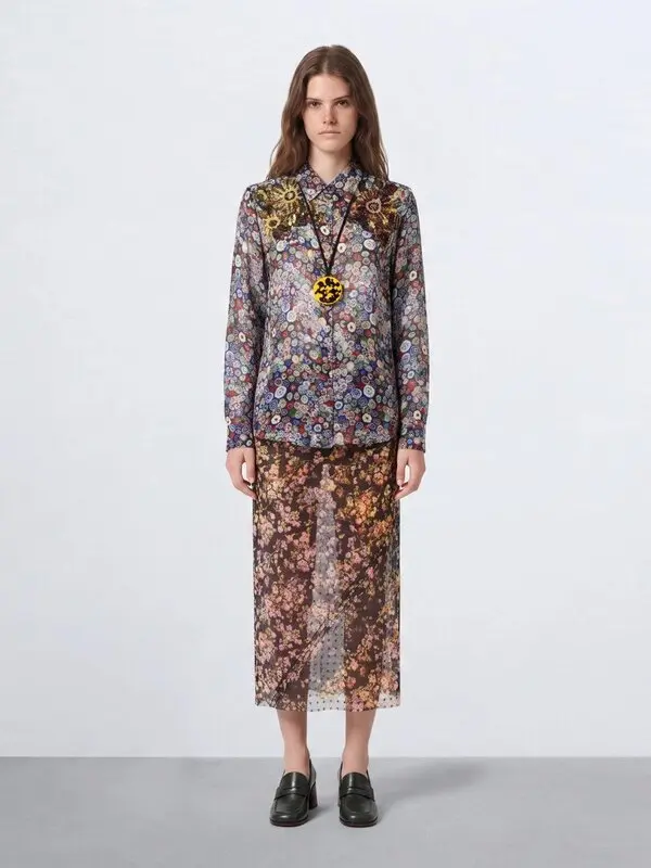 Dries Van Noten Printed Georgette Blouse With Sequin Decorations - Multicolor