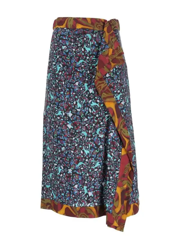 Dries Van Noten Draped Midi Viscose Skirt - Multicolor