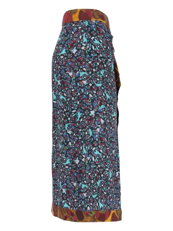 Dries Van Noten Draped Midi Viscose Skirt - Multicolor