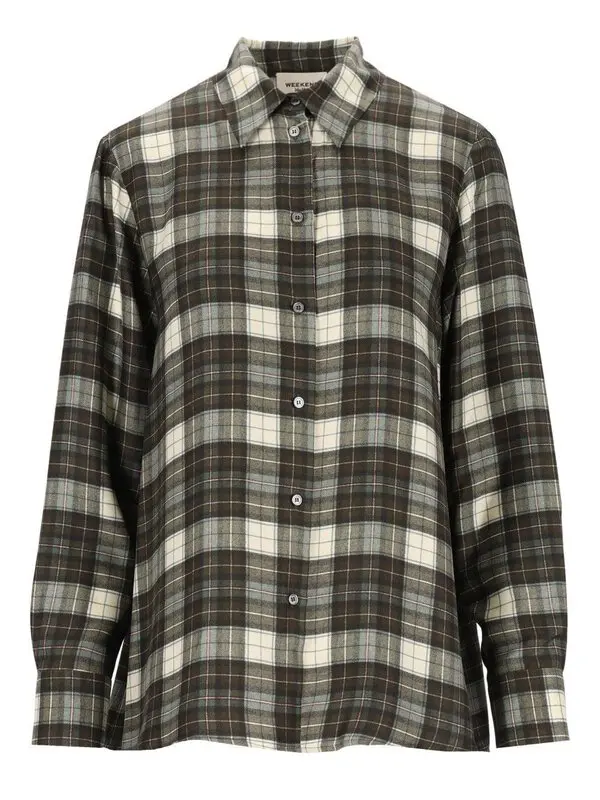 Max Mara Check Silk Twill Shirt - Green