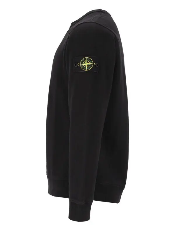 Stone Island Organic Cotton Crewneck Sweatshirt - Black