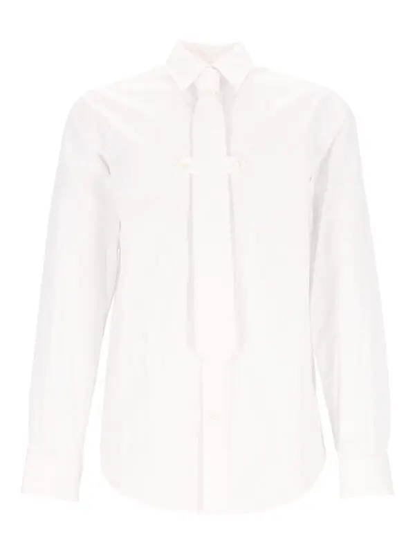 Dries Van Noten Poplin Shirt With Tie - White