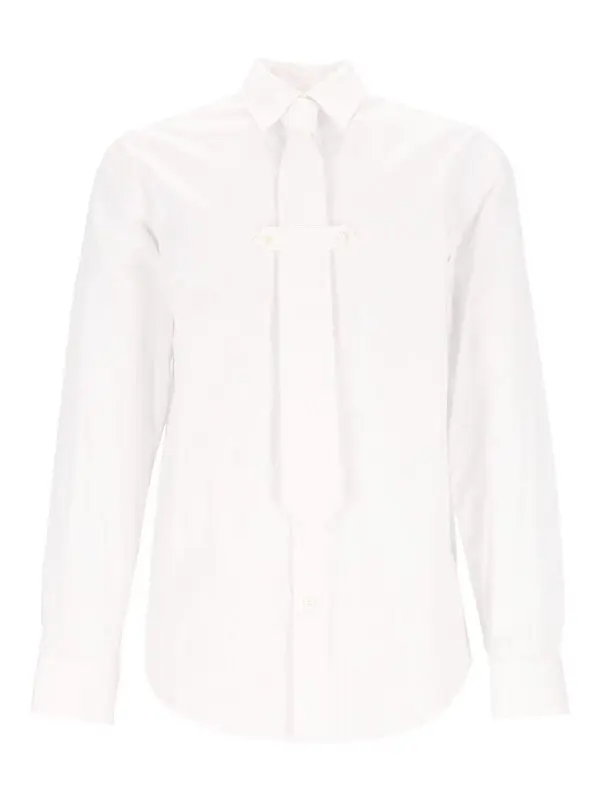 Dries Van Noten Poplin Shirt With Tie - White