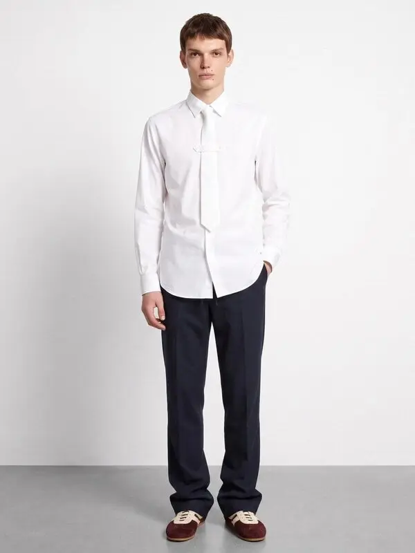 Dries Van Noten Poplin Shirt With Tie - White