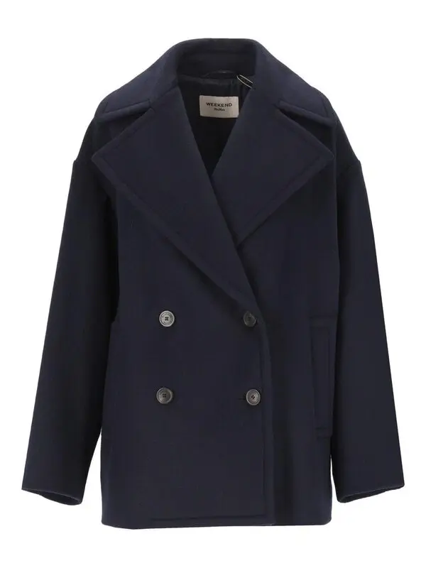 Max Mara Double-breasted Double Wool Pea Coat - Blue