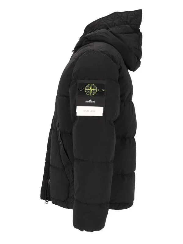 Stone Island Hooded Down Jacket In Nylon Metal Fabric