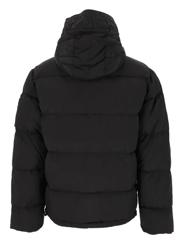 Stone Island Hooded Down Jacket In Nylon Metal Fabric - Black