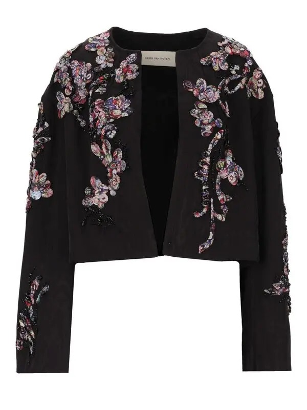 Dries Van Noten Vonda Short Jacket With Embroidery - Black