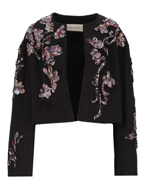 Dries Van Noten Vonda Short Jacket With Embroidery - Black
