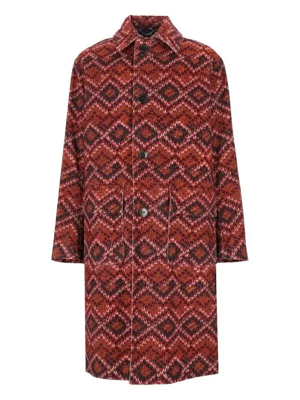 Dries Van Noten Long Printed Velvet Coat